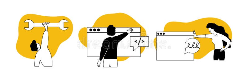 Software Testing Set Vector Illustration Concept Development Application And Process Web Coding