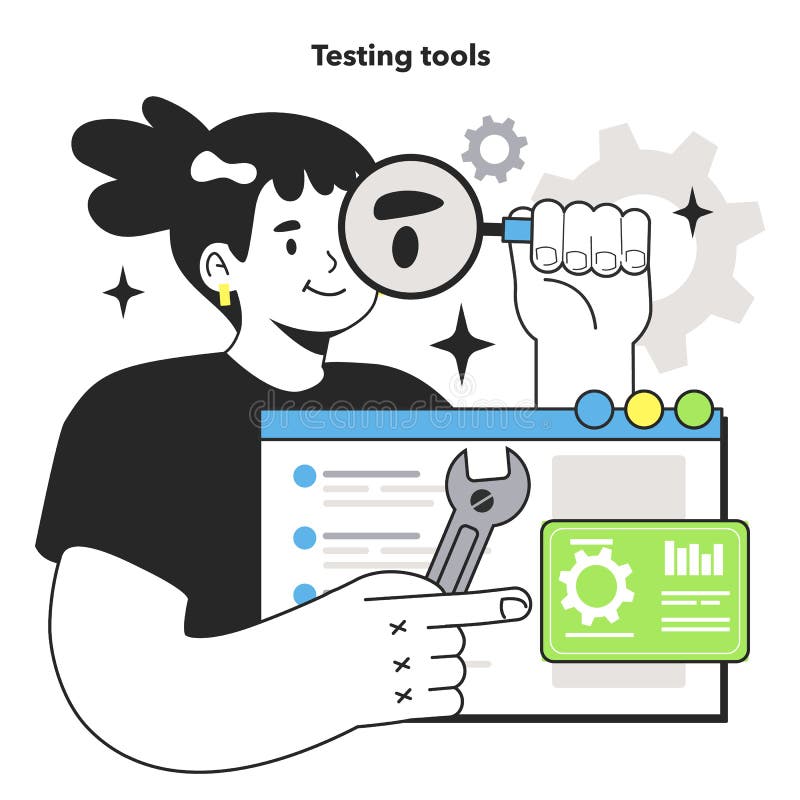 Software Testing Tools Code Testing And Debugging Stock Vector Illustration Of Program