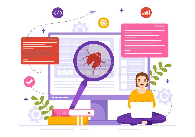 Software Testing Vector Illustration With Application Engineering Debugging Development Process