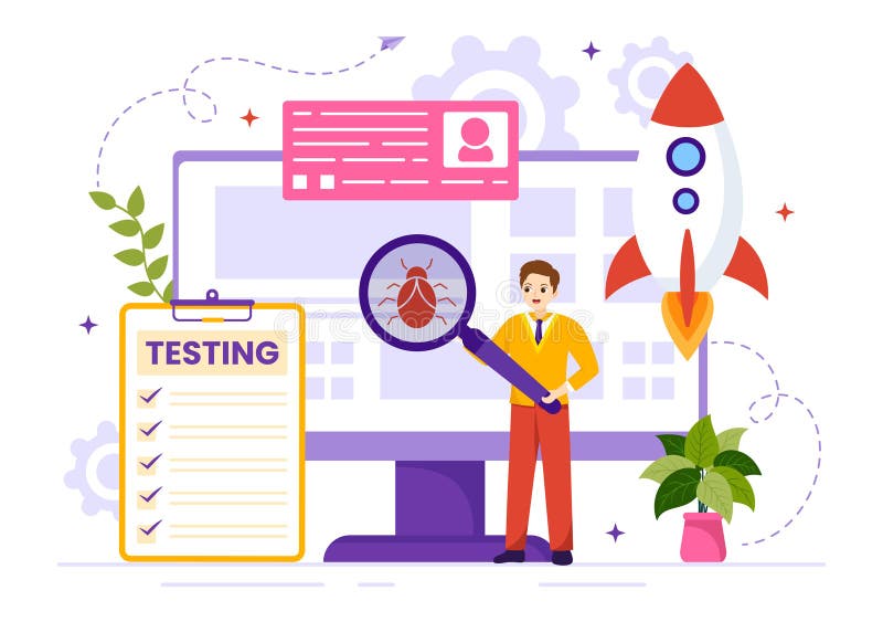 Software Testing Vector Illustration With Application Engineering Debugging Development Process
