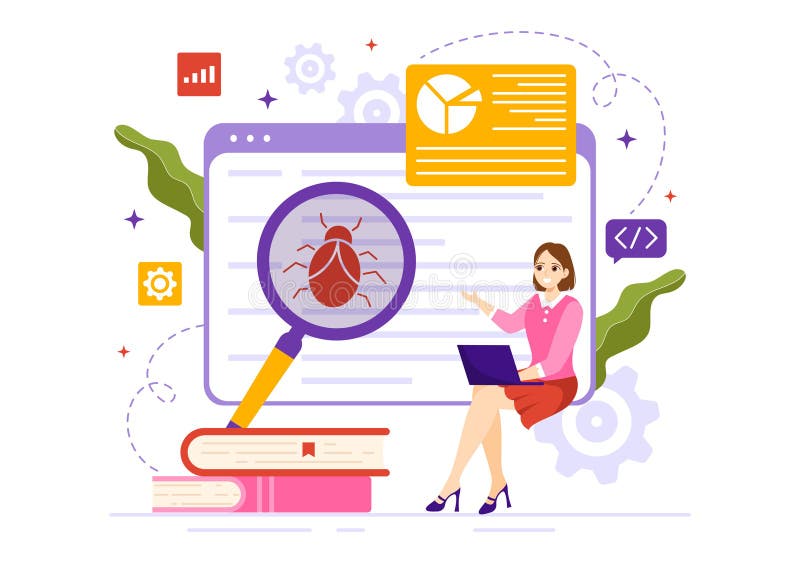 Software Testing Vector Illustration With Application Engineering Debugging Development Process