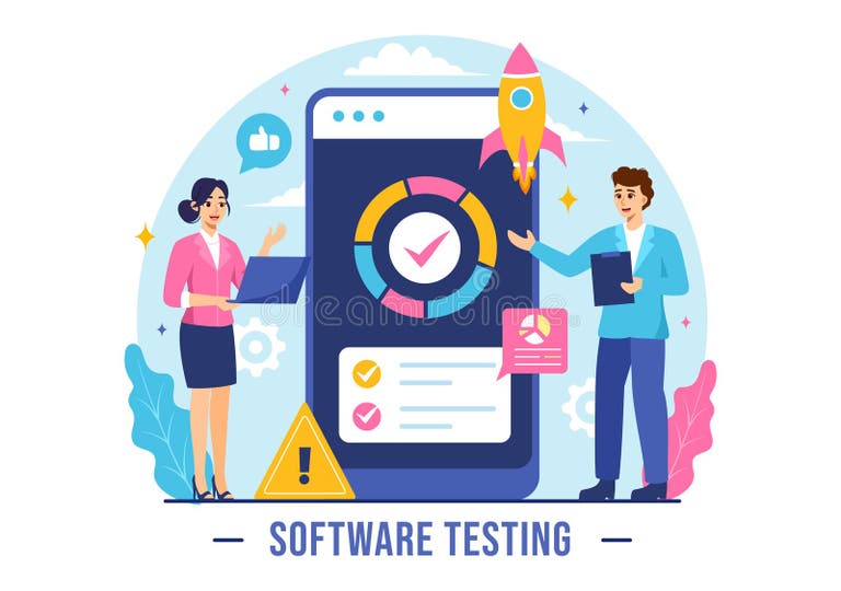 Software Testing Vector Illustration Featuring Application Engineering Debugging Development