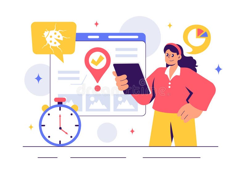 Software Testing Vector Illustration Featuring Application Engineering Debugging Processes