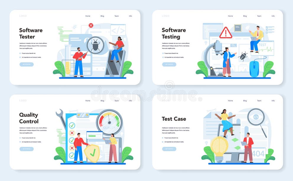 Software Testing Web Banner or Landing Page Set. Application or Website ...