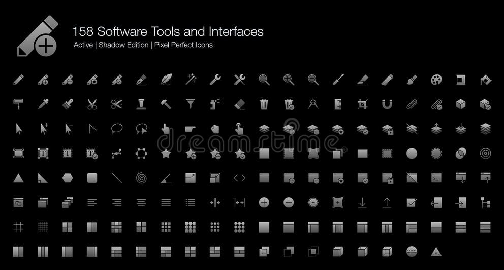 Pixel Perfect Icons Shadow Edition Stock Illustrations – 65 Pixel ...