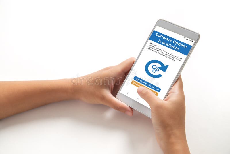 Software Update in Available, Hand Holding Smart Phone with Software ...