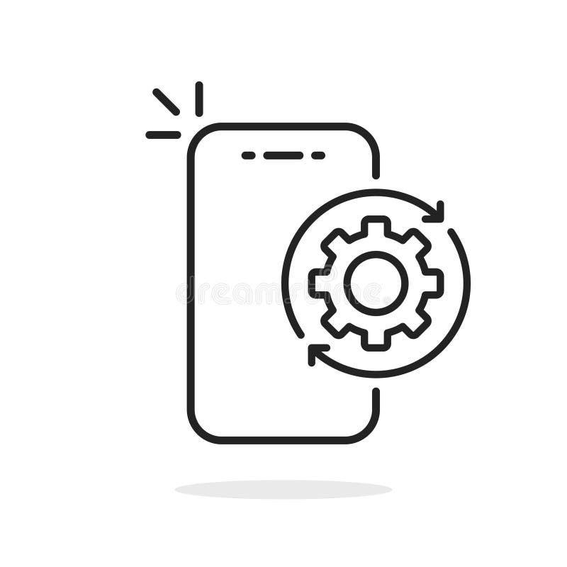 Software Update with Black Thin Line Smartphone Stock Vector ...