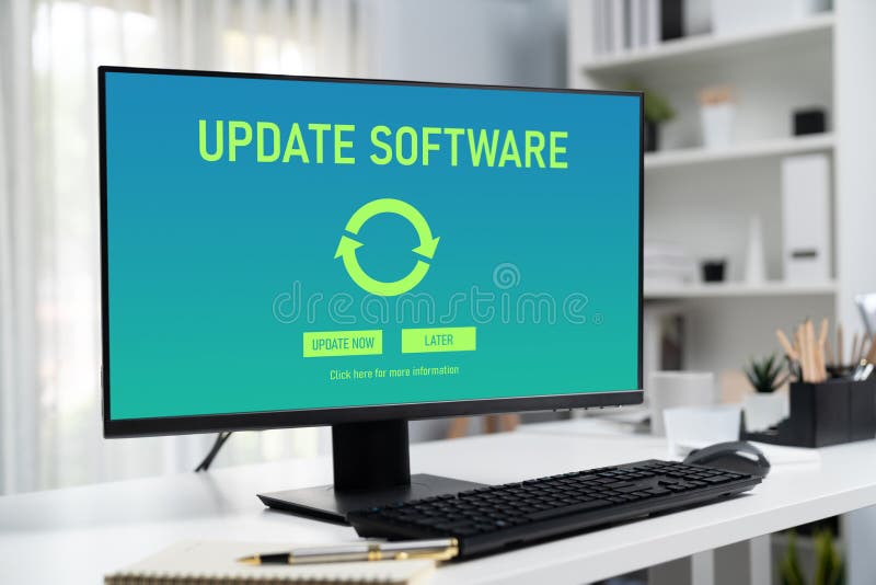 Software Update on Computer for Brisk Version of Device Software Stock Illustration ...