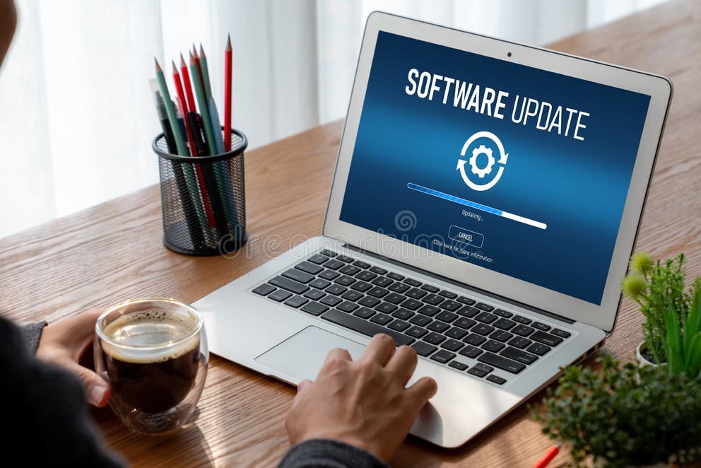 Software Update on Computer for Modish Version of Device Software Stock Photo - Image of install ...