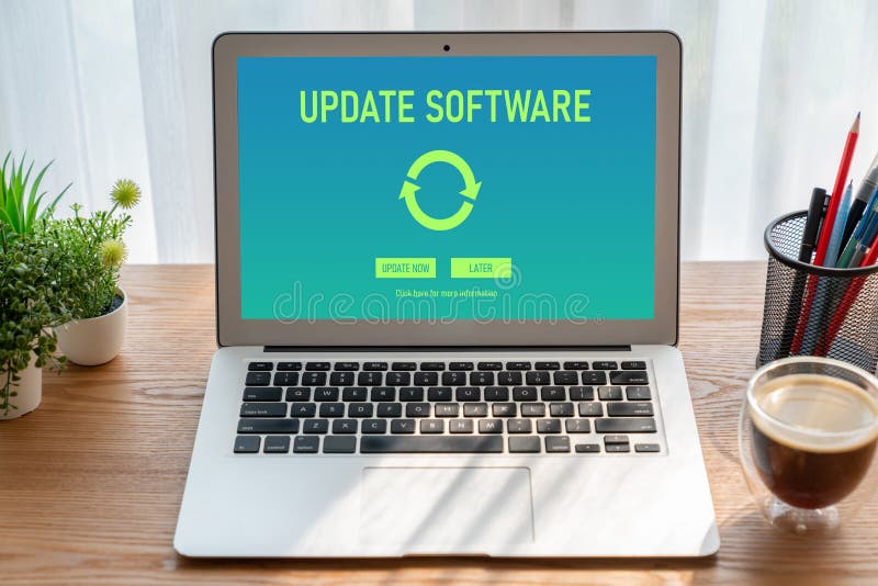 Software Update On Computer For Modish Version Of Device Software Stock