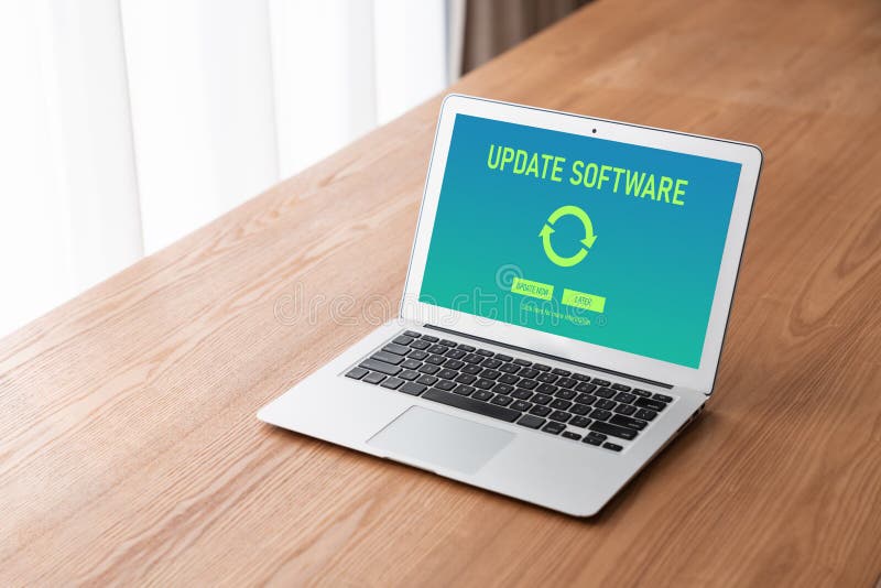 Software Update On Computer For Modish Version Of Device Software Stock