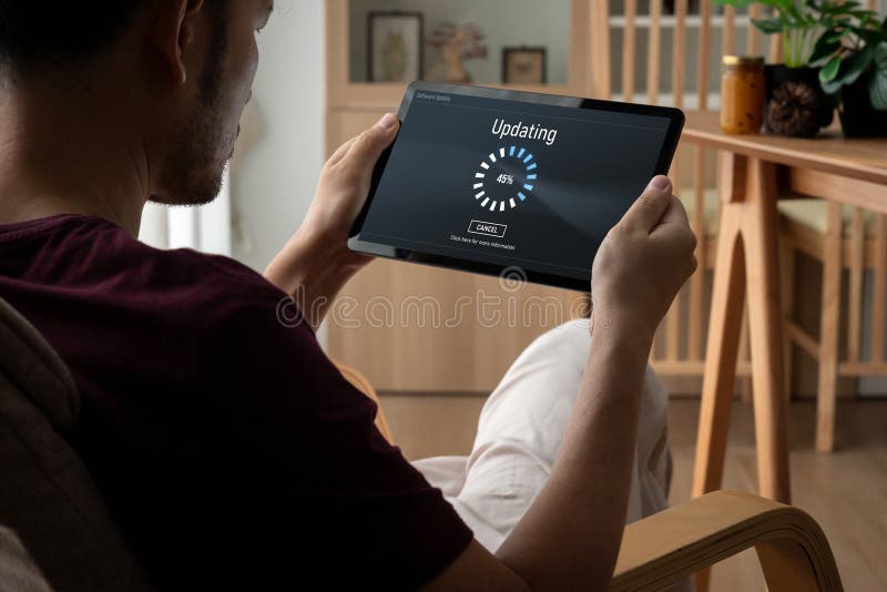 Software Update On Computer For Modish Version Of Device Software Stock