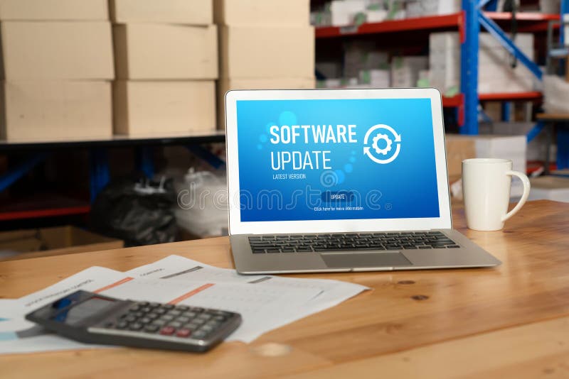 Software Update On Computer For Modish Version Of Device Software Stock