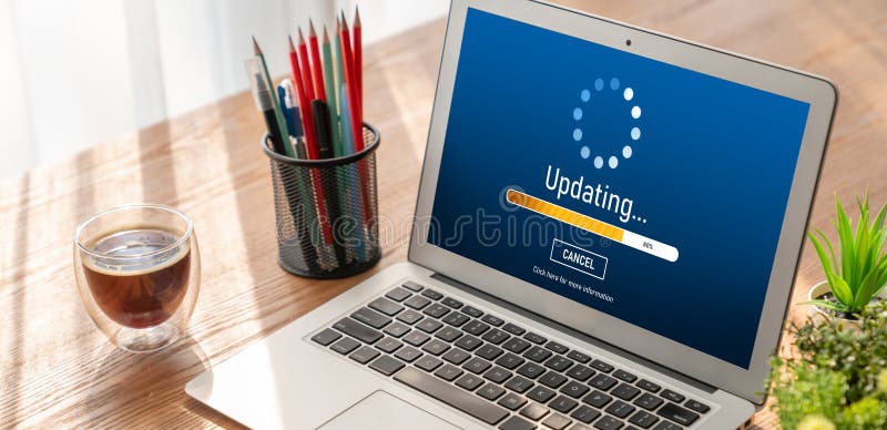 Software Update on Computer for Modish Version of Device Software Stock Illustration ...