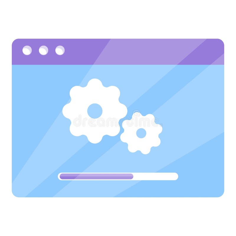 Software Update Installing With Progress Bar And Gears On Computer Screen Stock Vector