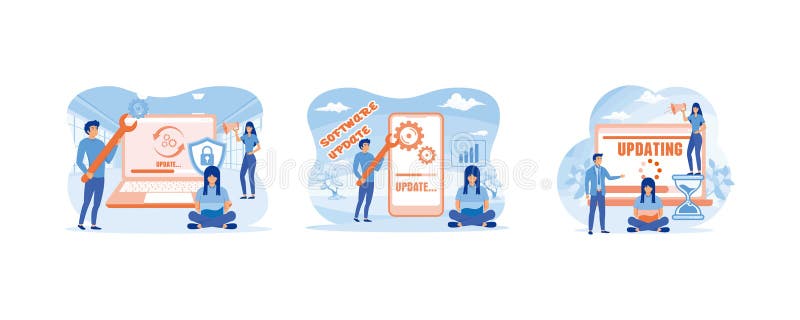 Software Update People for Mobile App Design. Software Update Concept ...