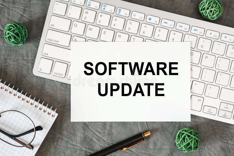 Software Update is Written in a Document on the Office Desk Stock Photo ...