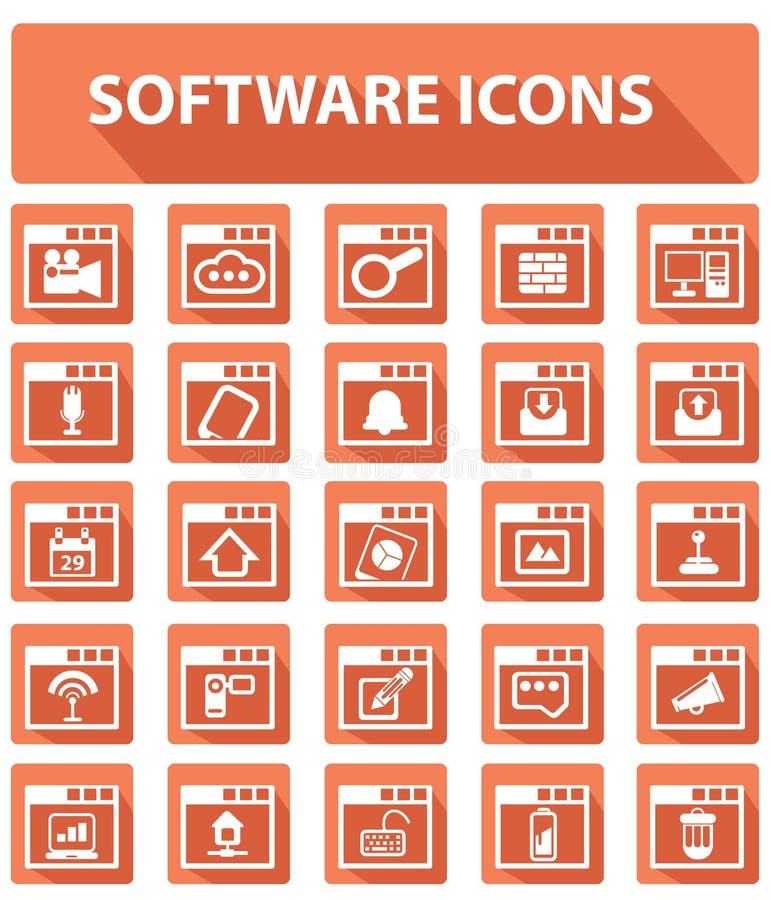 Software and User Interface Buttons,Orange Version Stock Illustration ...