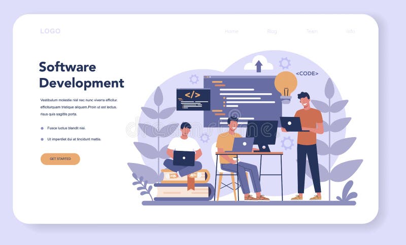 Software Web Banner or Landing Page. Idea of Programming Stock Vector ...