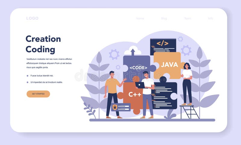 Software Web Banner or Landing Page. Idea of Programming Stock Vector - Illustration of data ...