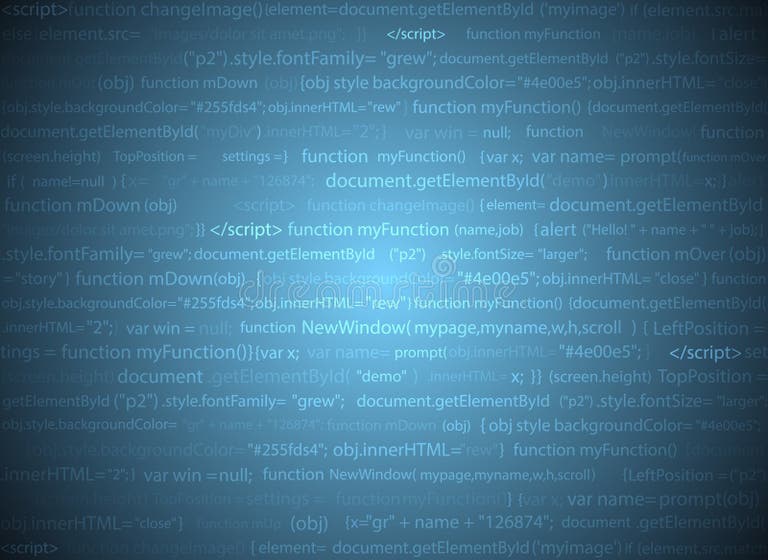 Software Web Design Blue Background. Site Developer Javascript Programming Code. Abstract ...