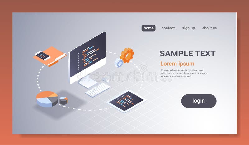 Web Design Software Development Computer Programming Device Technology Banner with Copy Space ...