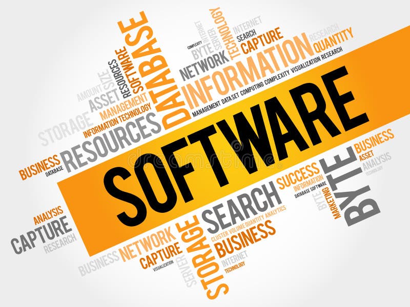Software word cloud stock illustration. Illustration of library - 202733442