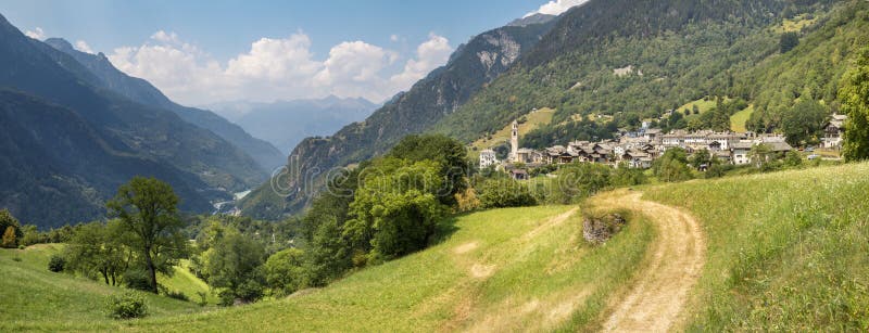 The Soglio Village in the Bregaglia Range - Switzerland Stock Photo ...