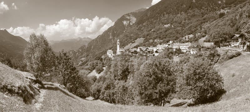 The Soglio Village in the Bregaglia Range - Switzerland Stock Photo ...