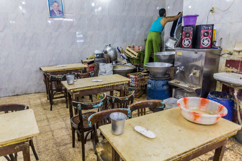 SOHAG, EGYPT: FEB 10, 2019: Interior of a Small Local Restaurant in ...