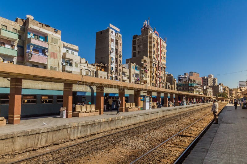 SOHAG, EGYPT: FEB 11, 2019: Railway Station in Sohag, Egy Editorial ...