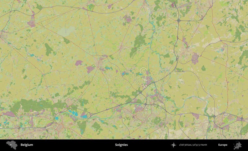 Soignies, Belgium. Topographic Humanitarian Stock Illustration ...