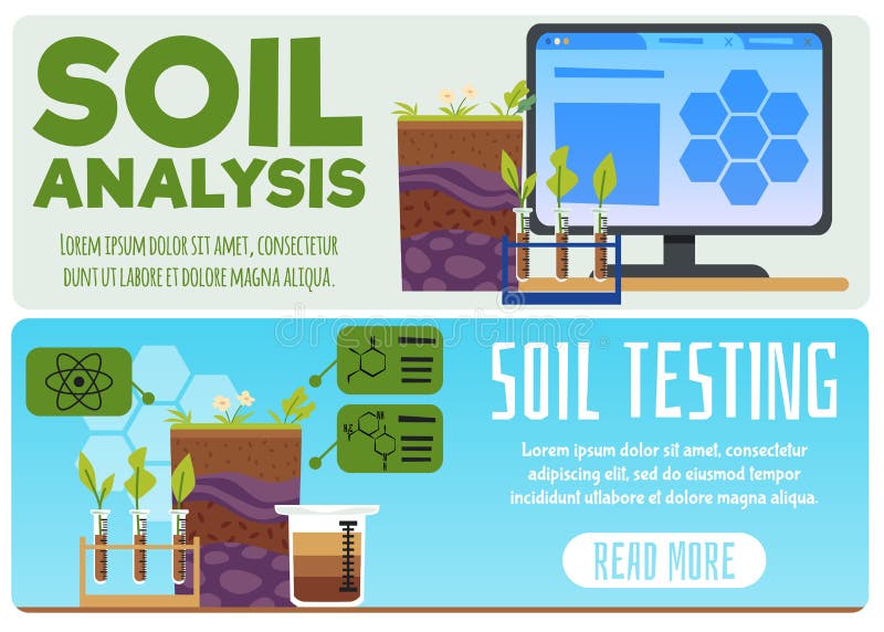 Soil Analysis and Laboratory Test Banners or Flyers Set, Flat Vector ...
