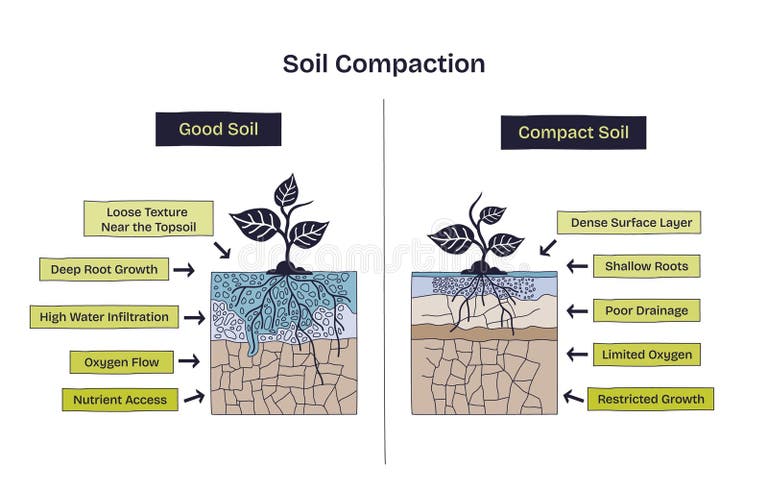 Soil Compaction is Shown by Comparing Good Soil with Deep ... Stock ...