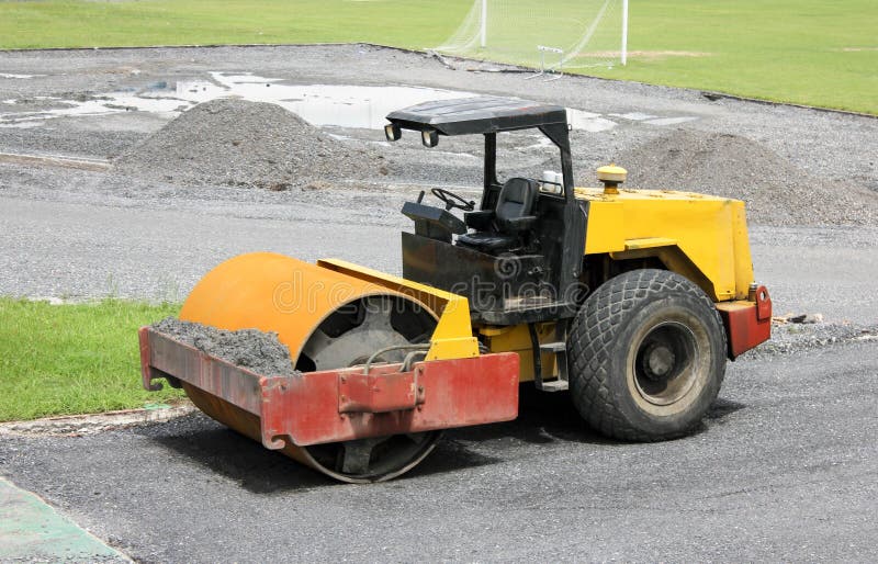 Soil Compactor during Construction Work Stock Image - Image of heavy ...