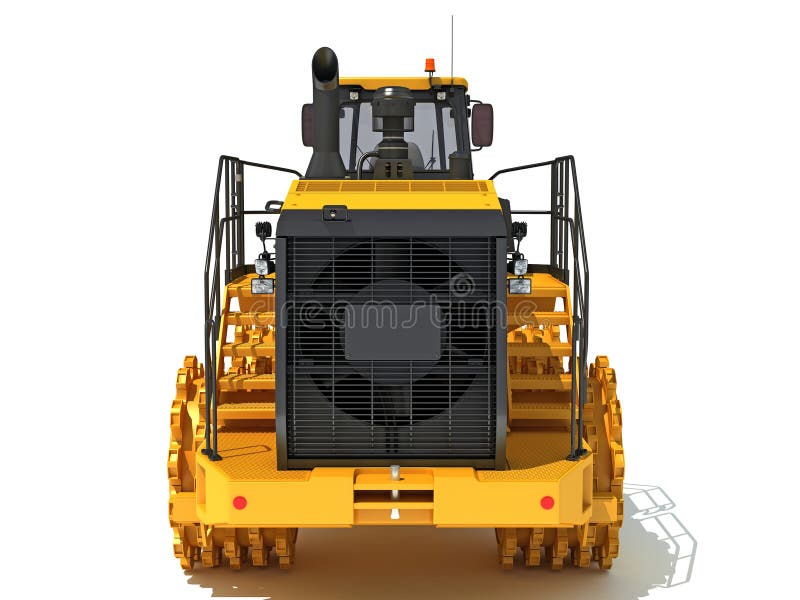 Soil Compactor 3D Rendering on White Background Stock Illustration ...