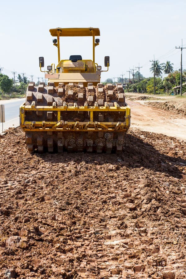 The Soil Compactor is in the Work Area.Road Roller Equipped with ...