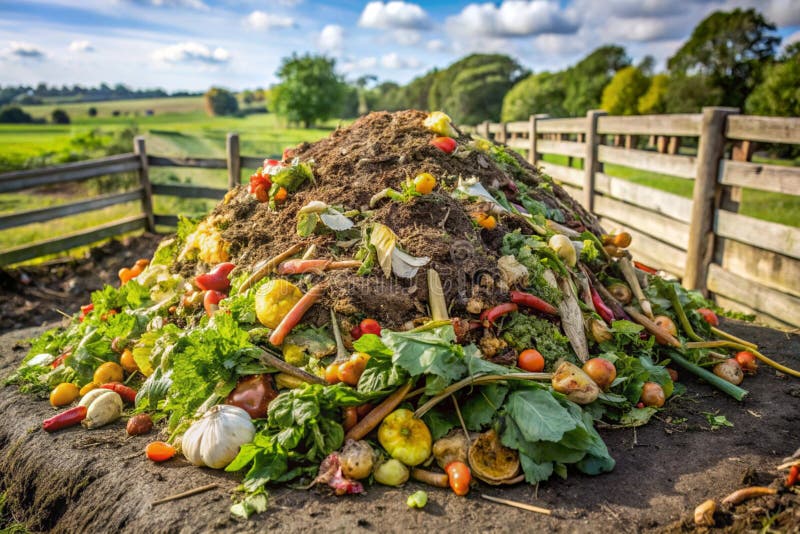 Soil Compost Heap from Plants in Farm Stock Illustration - Illustration ...