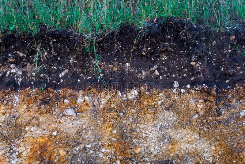 Soil Cut-sandstone, Stones, Clay, Sand Structure and Layers. Slice of ...