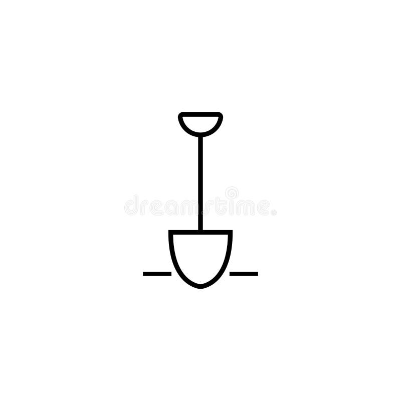 Soil Digging Icon with Spade in Line Style. Stock Vector - Illustration ...
