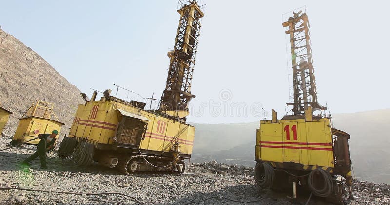 Soil Drilling in a Quarry for the Extraction of Iron Ore, Preparation ...