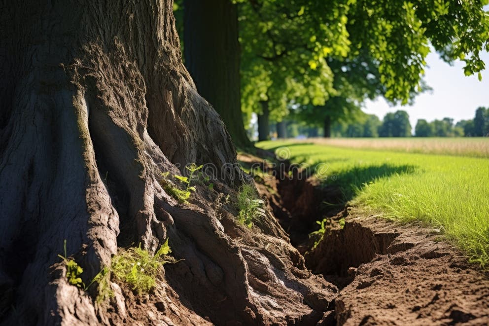 Soil Eroding Away To Reveal Hidden Roots of a Tree Stock Photo - Image ...