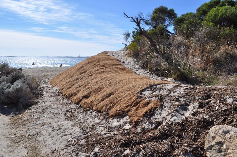 Soil Erosion Protection Barrier Cloth Stock Image - Image of dune, soil ...