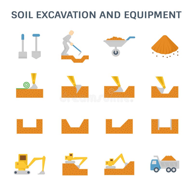 Soil excavation icon stock vector. Illustration of equipment - 102836389