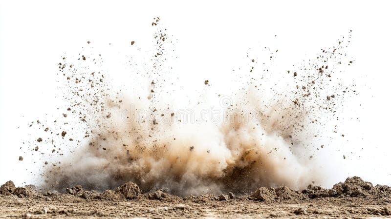 Soil Explosion with Dust and Debris Isolated on White Background Stock ...