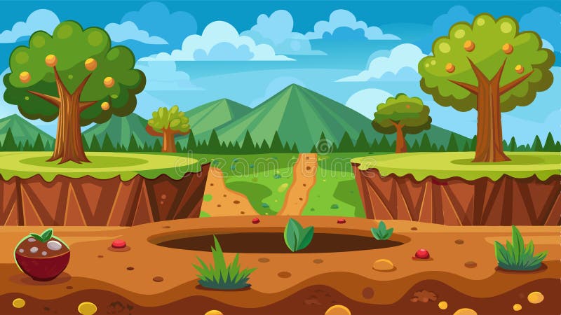 Soil Ground Seamless Cartoon Game Land Texture. Underground Earth Layer ...