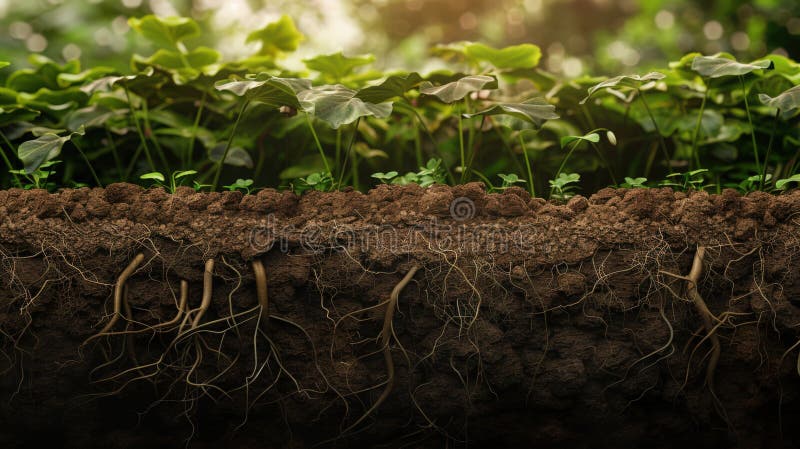 Soil with the Intricate Root Systems of Various Plants Stock Image ...