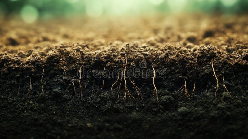 Soil Layers Showing Roots Growing Underground in Cultivated Field Stock ...