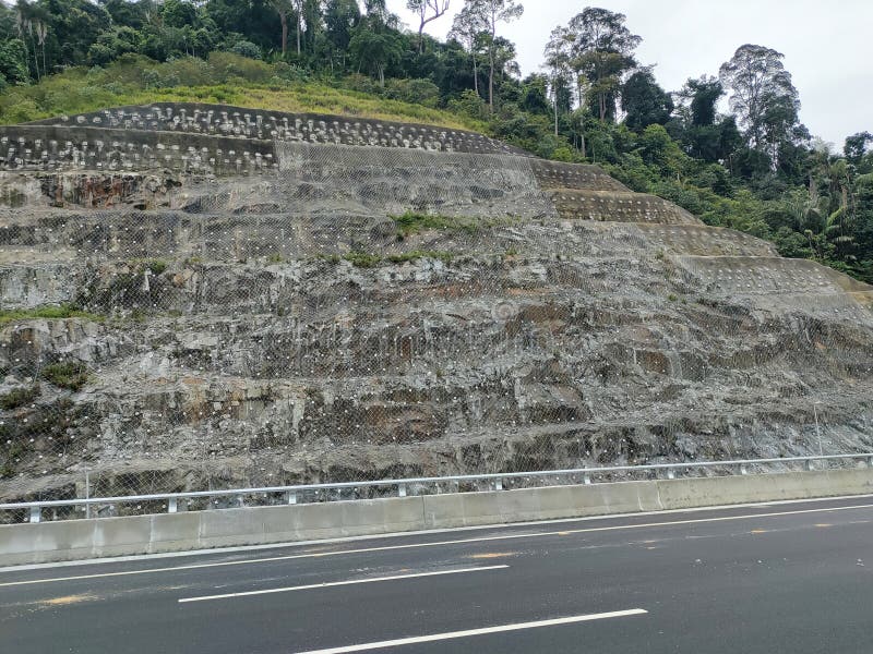 Soil Nailing & Concrete Retaining Wall. Stock Image - Image of ...