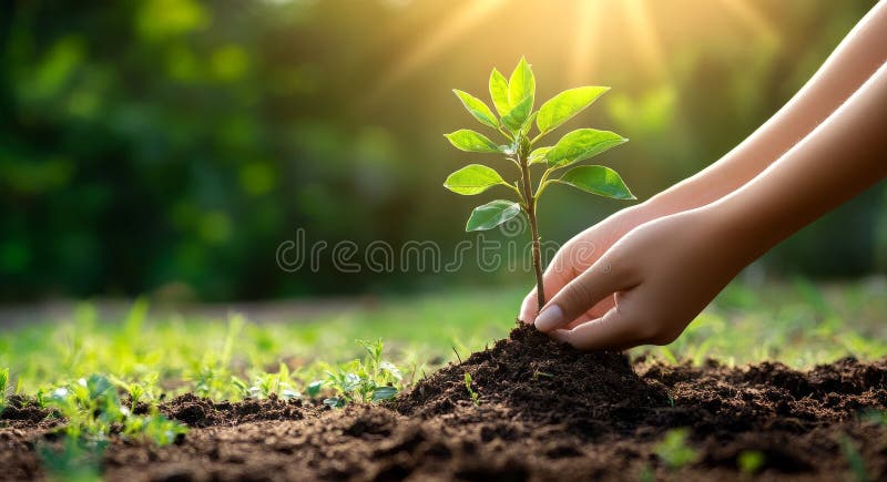 In the Soil, a Newly Planted Tree Sapling Serves As a Representation of ...